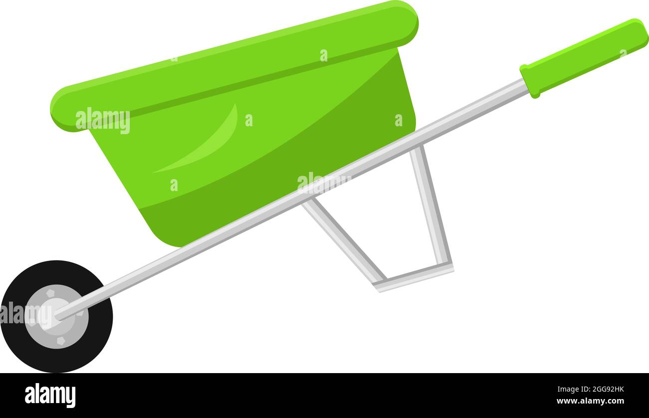 Green wheel barrow, illustration, vector on white background Stock ...