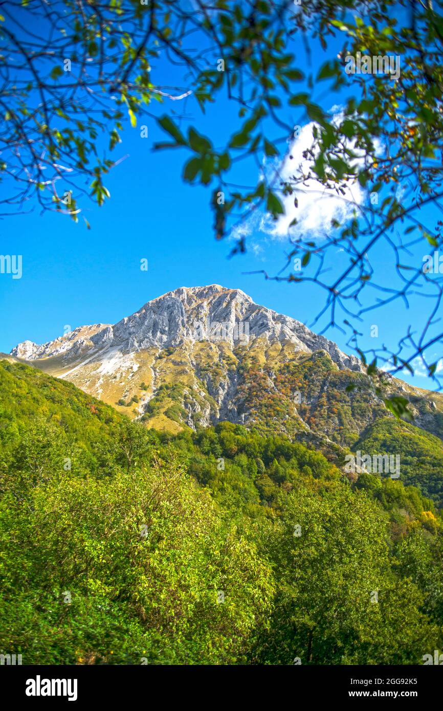 View of Mount Pania of the Cross in the natural park of Apuan Alps ...