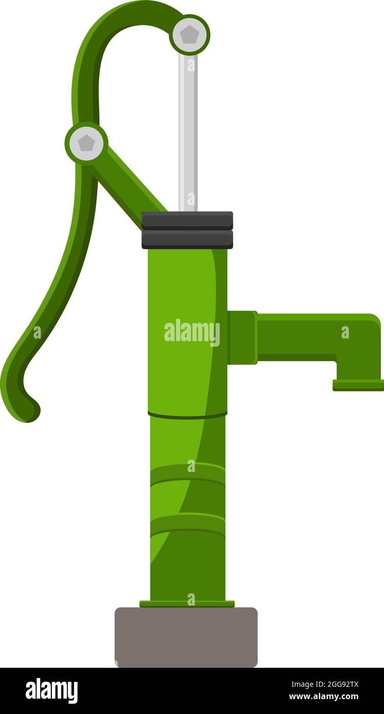 Hand water pump, illustration, vector on white background Stock Vector ...