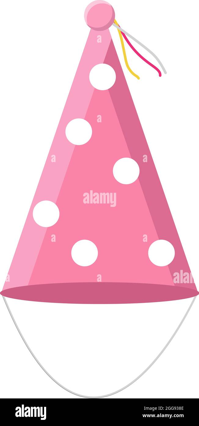 Pink birthday cap, illustration, vector on white background Stock ...