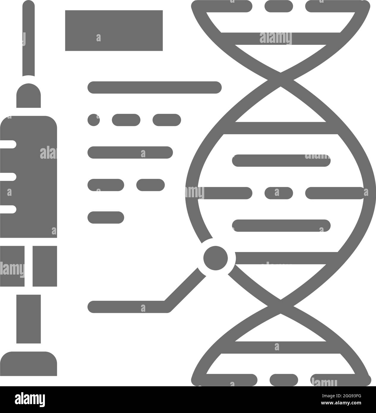Vaccine formula, injection of medicine, dna grey icon Stock Vector ...