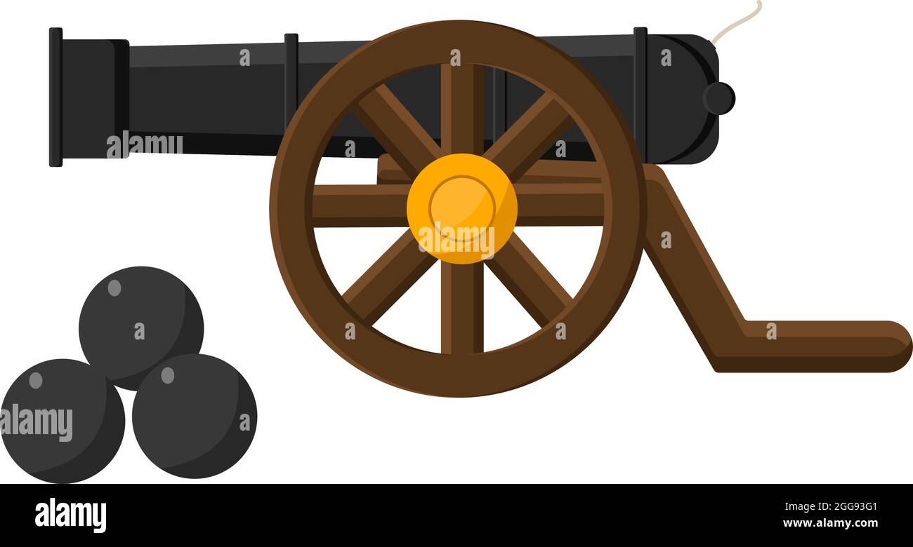 Black cannon, illustration, vector on white background Stock Vector ...