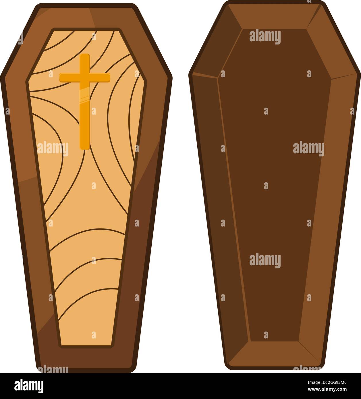 Wooden coffins, illustration, vector on white background Stock Vector ...