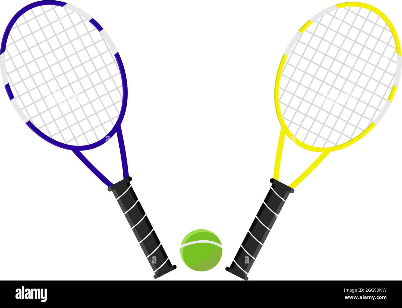 Tennis rackets and ball, illustration, vector on white background Stock ...