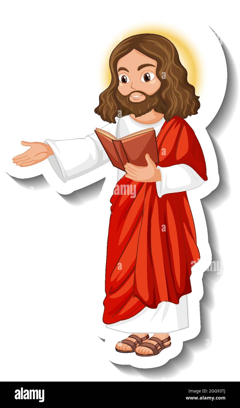 Jesus Christ cartoon character sticker on white background illustration ...