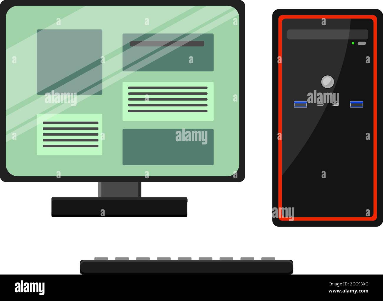 Computer desktop, illustration, vector on white background Stock Vector ...