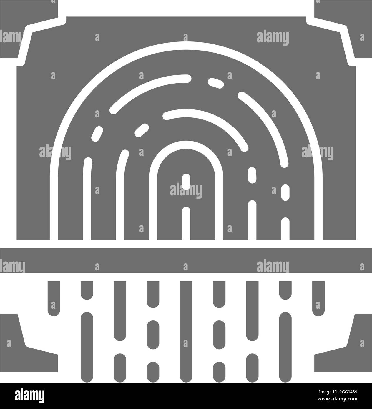 Fingerprint scan, cryptographic signature, identity grey icon Stock ...