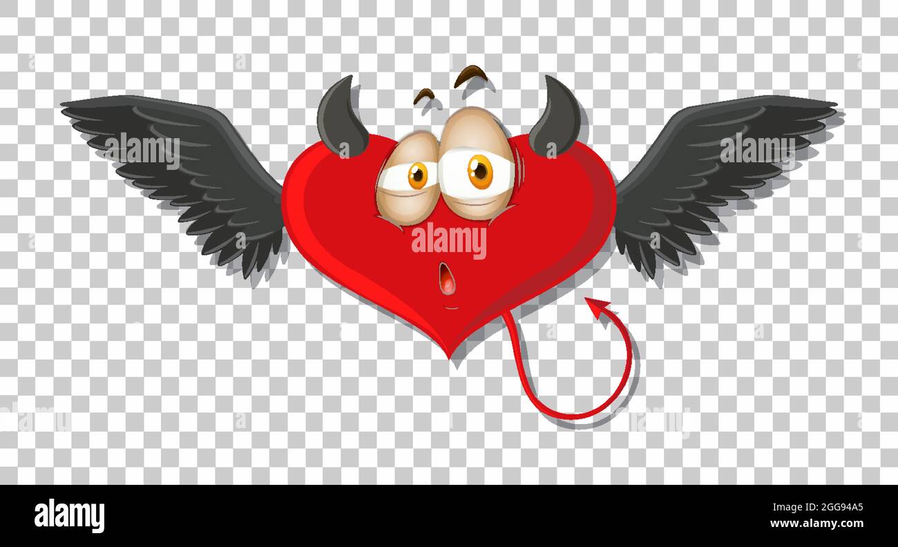 Heart shape devil with facial expression illustration Stock Vector ...