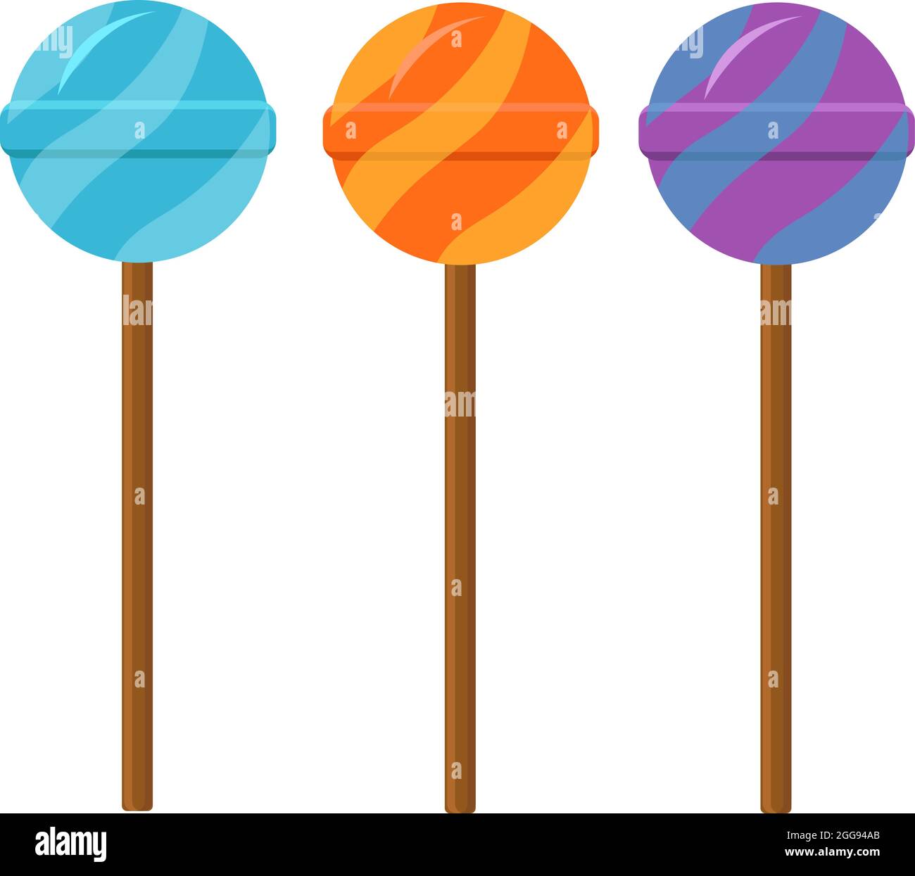 Three lolipops, illustration, vector on white background Stock Vector ...