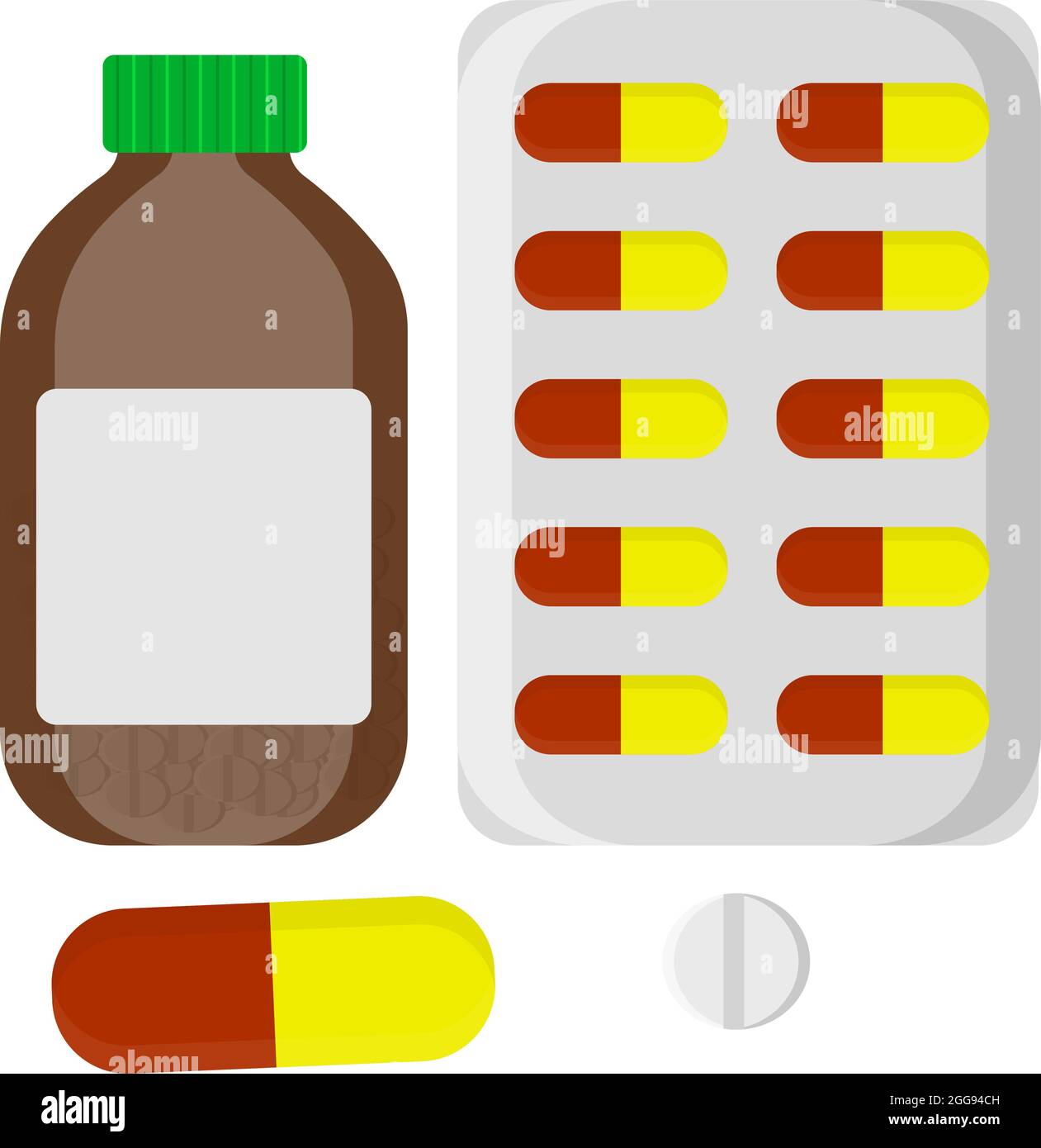 Medicine bottle, illustration, vector on white background Stock Vector ...