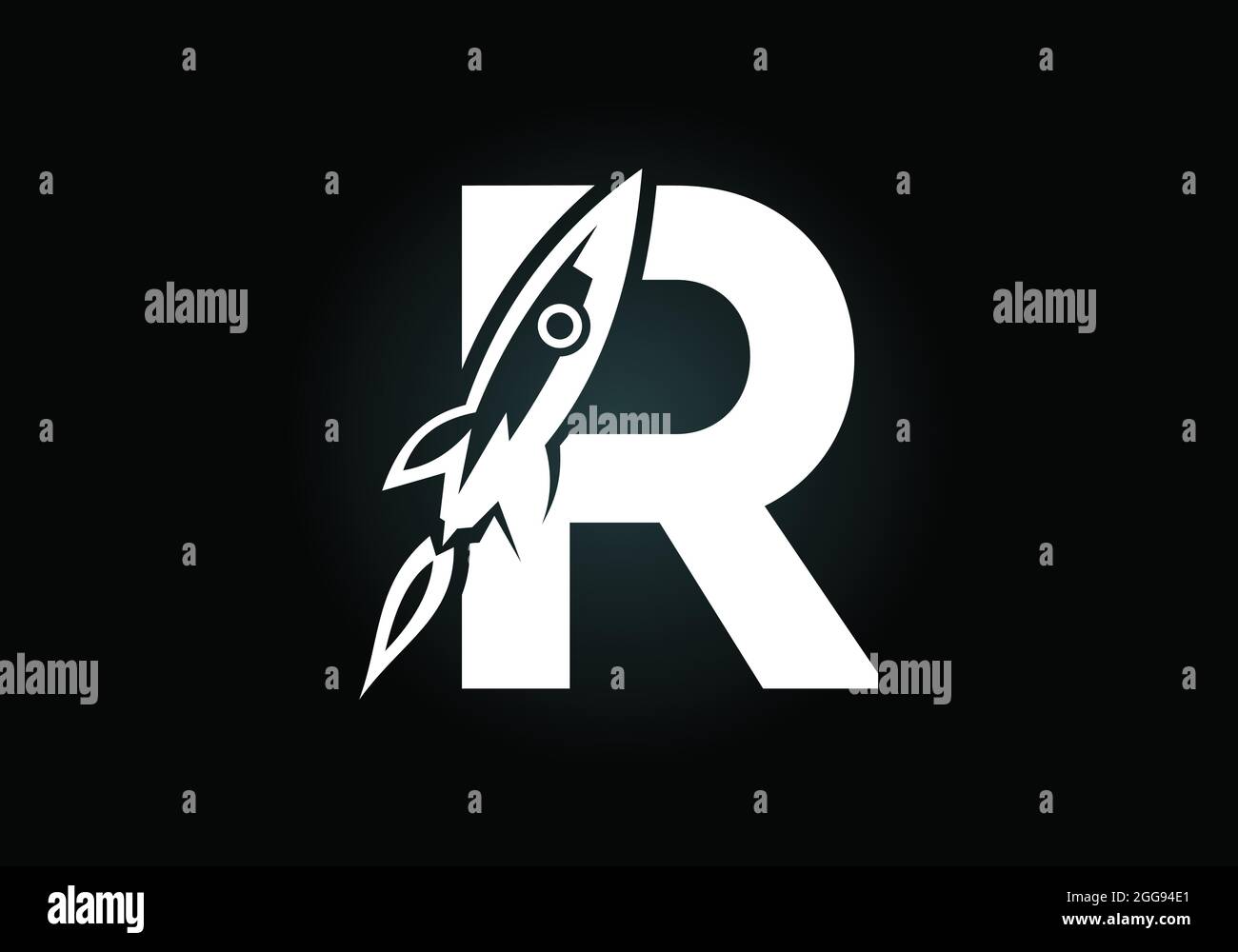 Initial R monogram letter alphabet with a Rocket logo design. Rocket ...