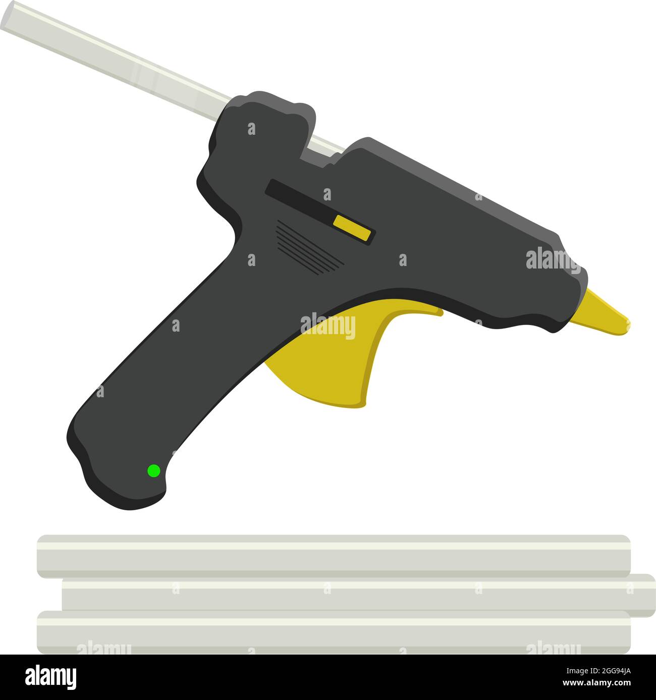 Black glue gun, illustration, vector on white background Stock Vector ...