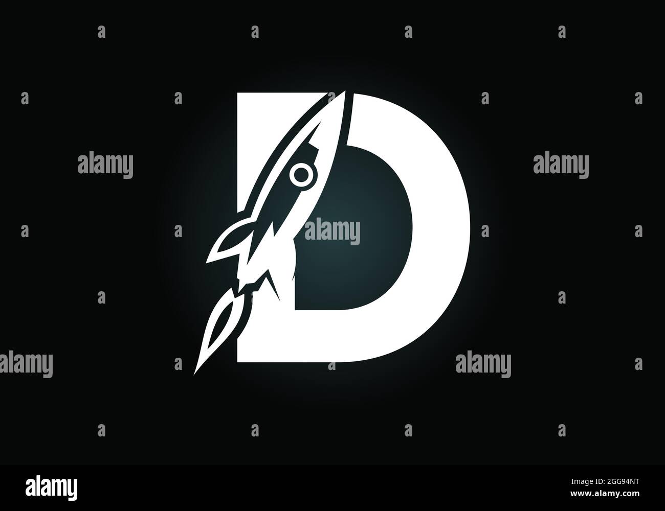 Initial D monogram letter alphabet with a Rocket logo design. Rocket ...