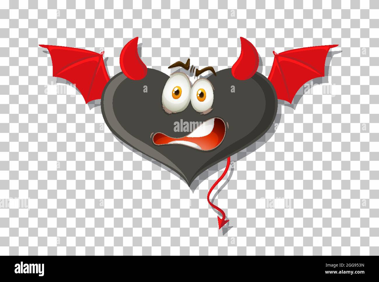 Heart shape devil with facial expression illustration Stock Vector ...