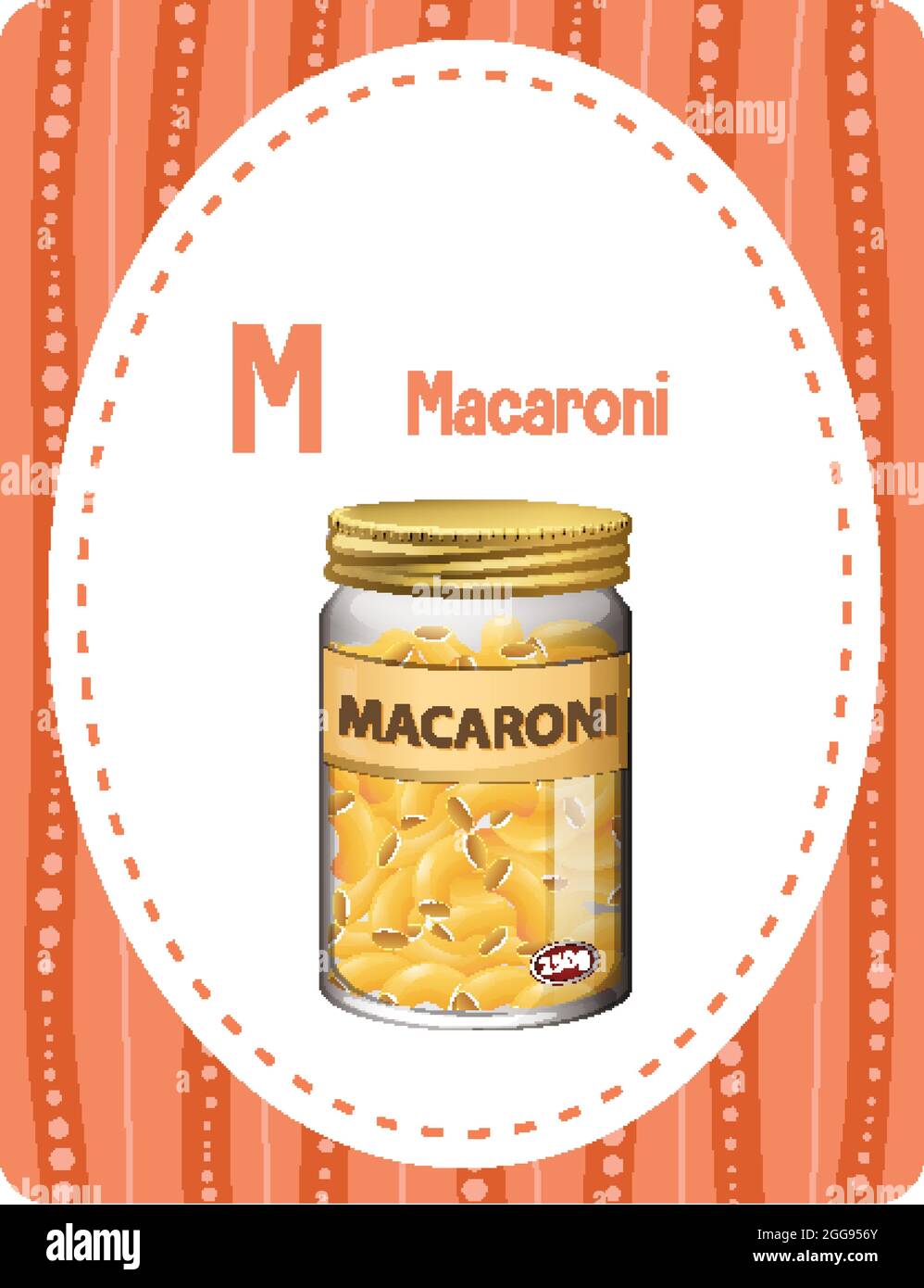 Alphabet flashcard with letter M for Macaroni illustration Stock Vector ...