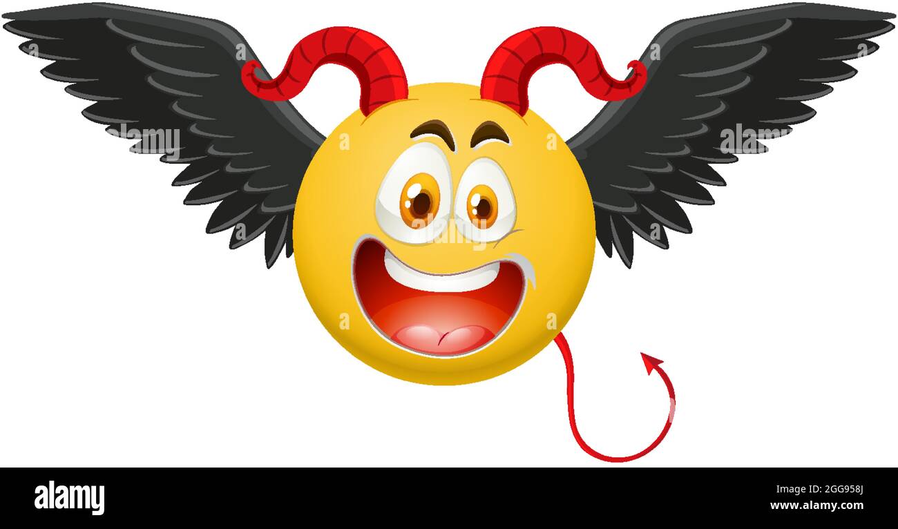 Devil emoticon with facial expression illustration Stock Vector Image ...