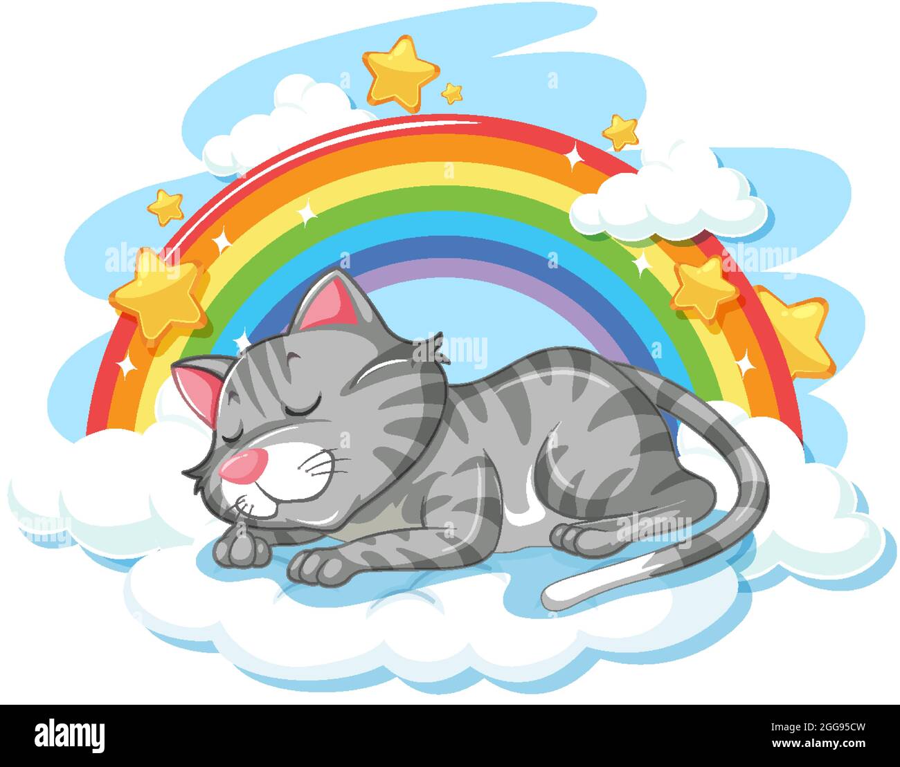 Sleeping cat on cloud Stock Vector Images - Alamy