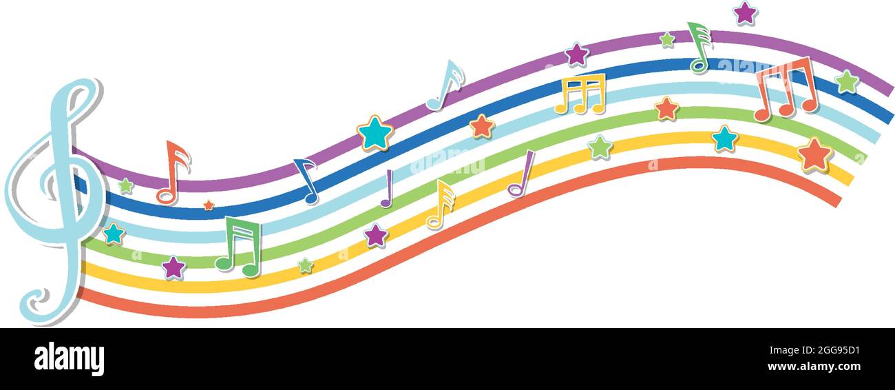 Rainbow wave with melody symbols illustration Stock Vector Image & Art ...