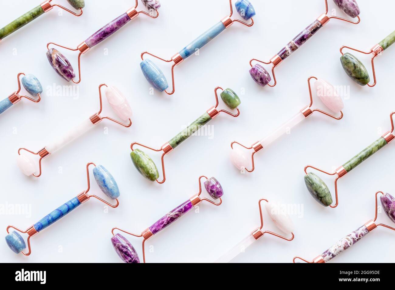 Pattern with face massage rollers for lifting face and wellness Stock ...