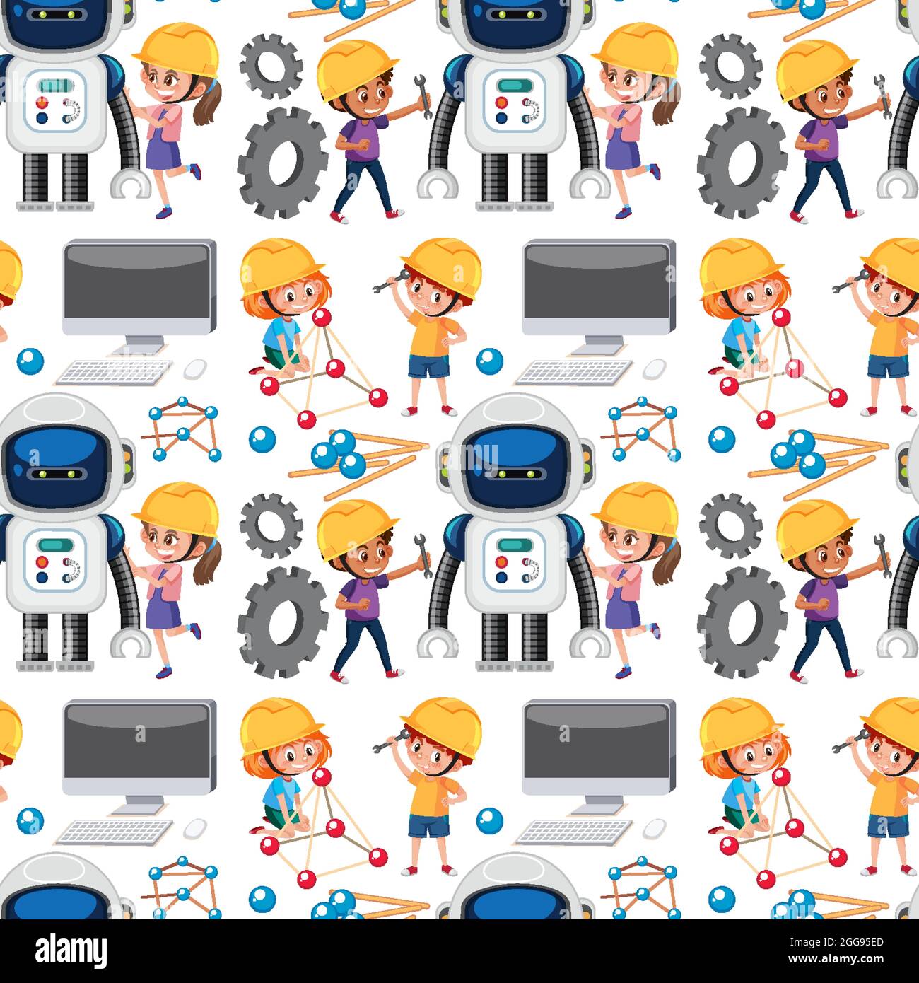 Science kids seamless background illustration Stock Vector Image & Art ...