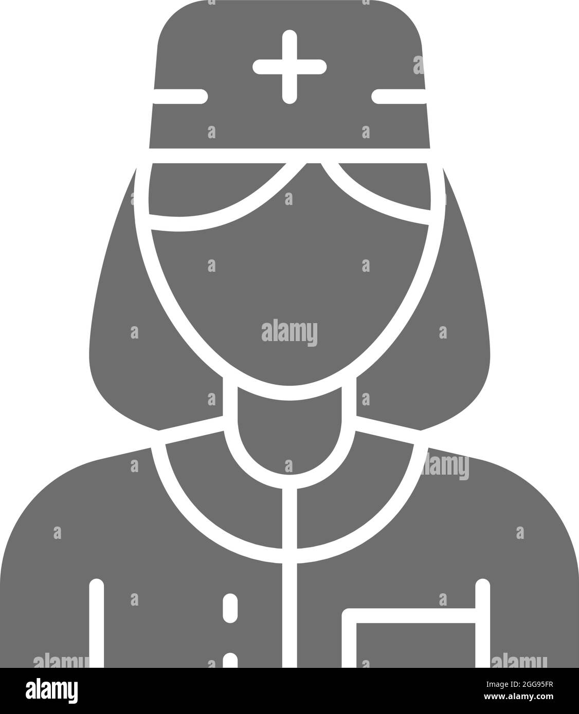Nurse, woman medical worker, doctor grey icon Stock Vector Image & Art ...