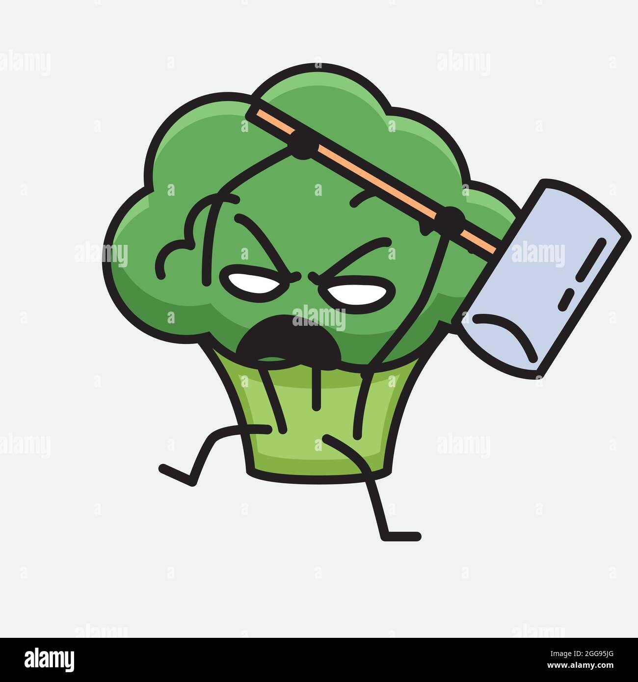 Vector Illustration of Broccoli Character Mascot on isolated background ...