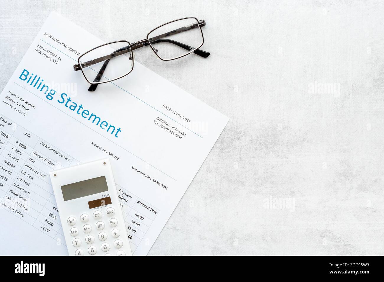 Medical billing statement from the hospital. Payment for health care ...