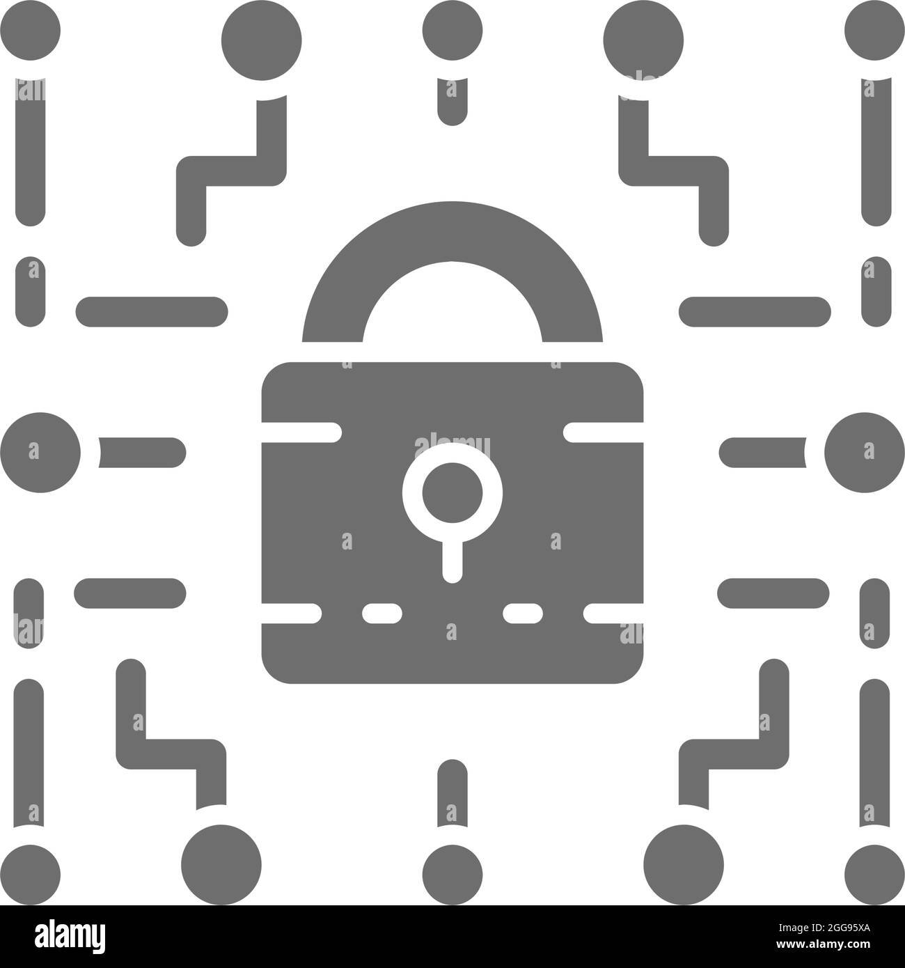 Cyber lock, web security, cryptography grey icon Stock Vector Image ...