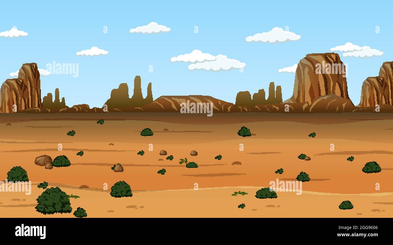Desert forest landscape at daytime scene illustration Stock Vector ...