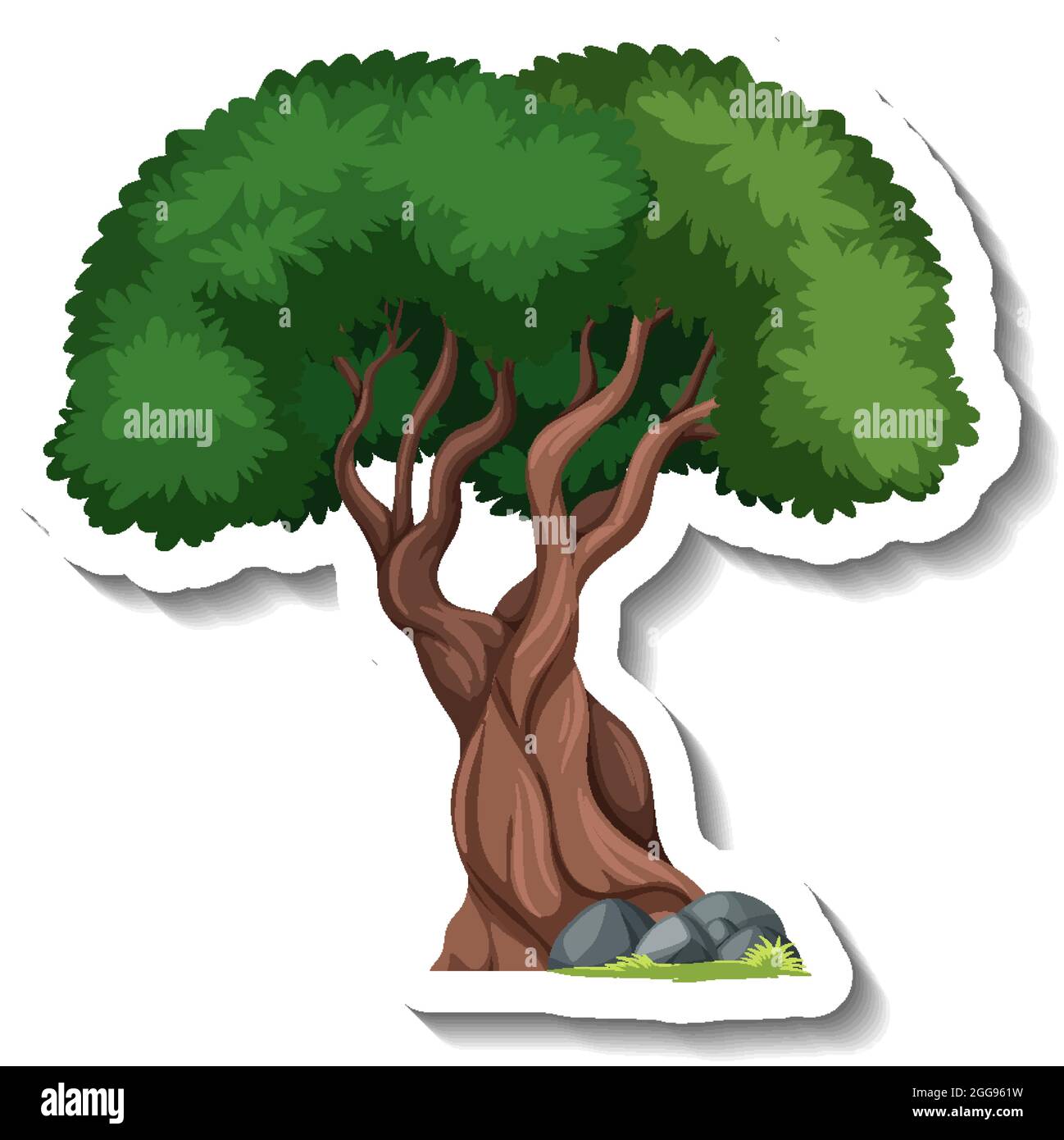 A tree with stone cartoon sticker illustration Stock Vector Image & Art ...