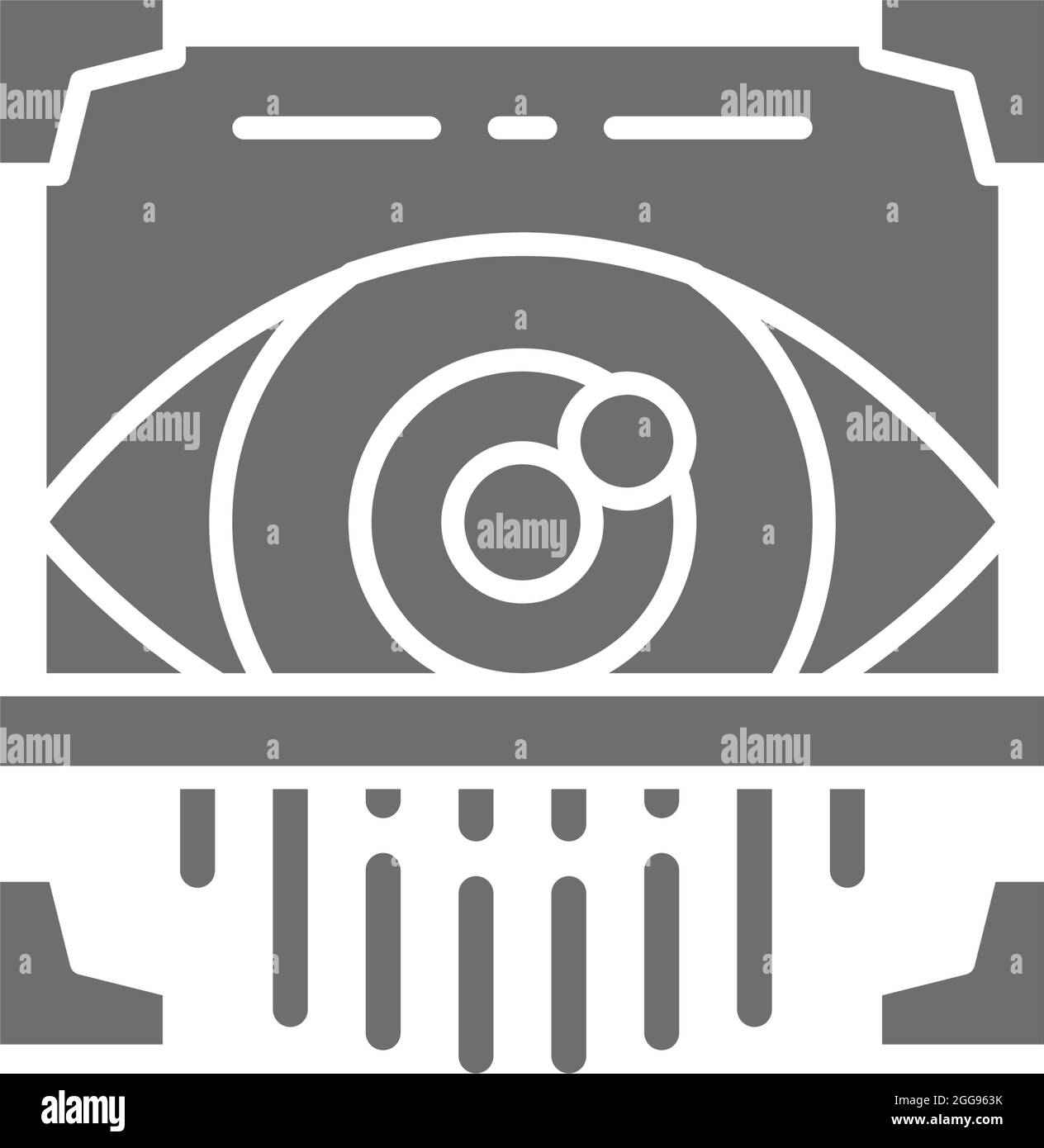 Eye scan, retina scanner, id identity grey icon Stock Vector Image ...