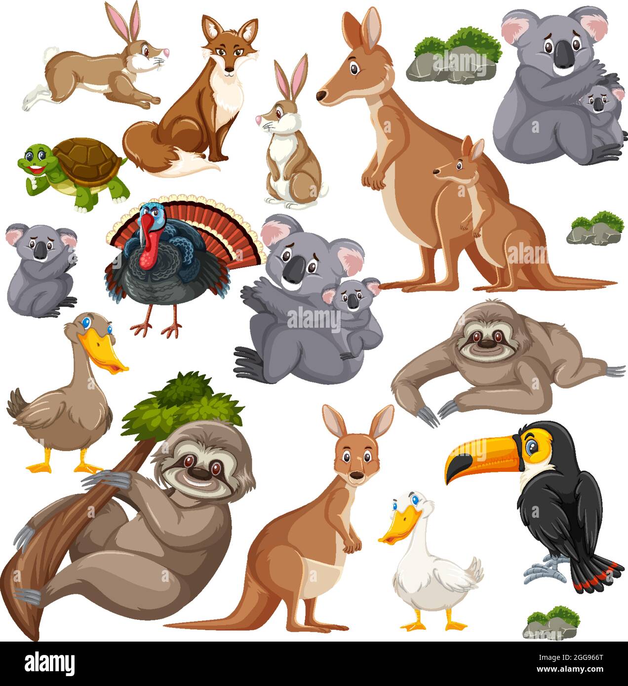 Seamless pattern with cute wild animals cartoon character illustration ...