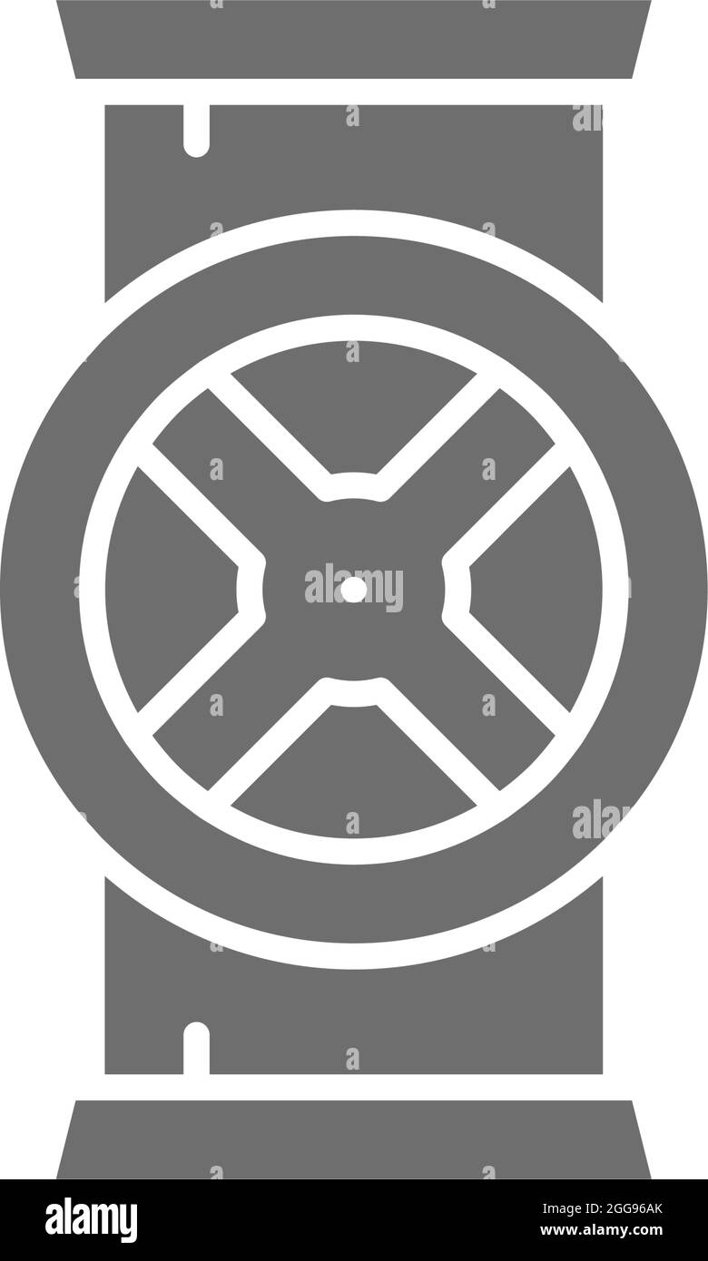 Pipe connector, water valve grey icon. Isolated on white background ...