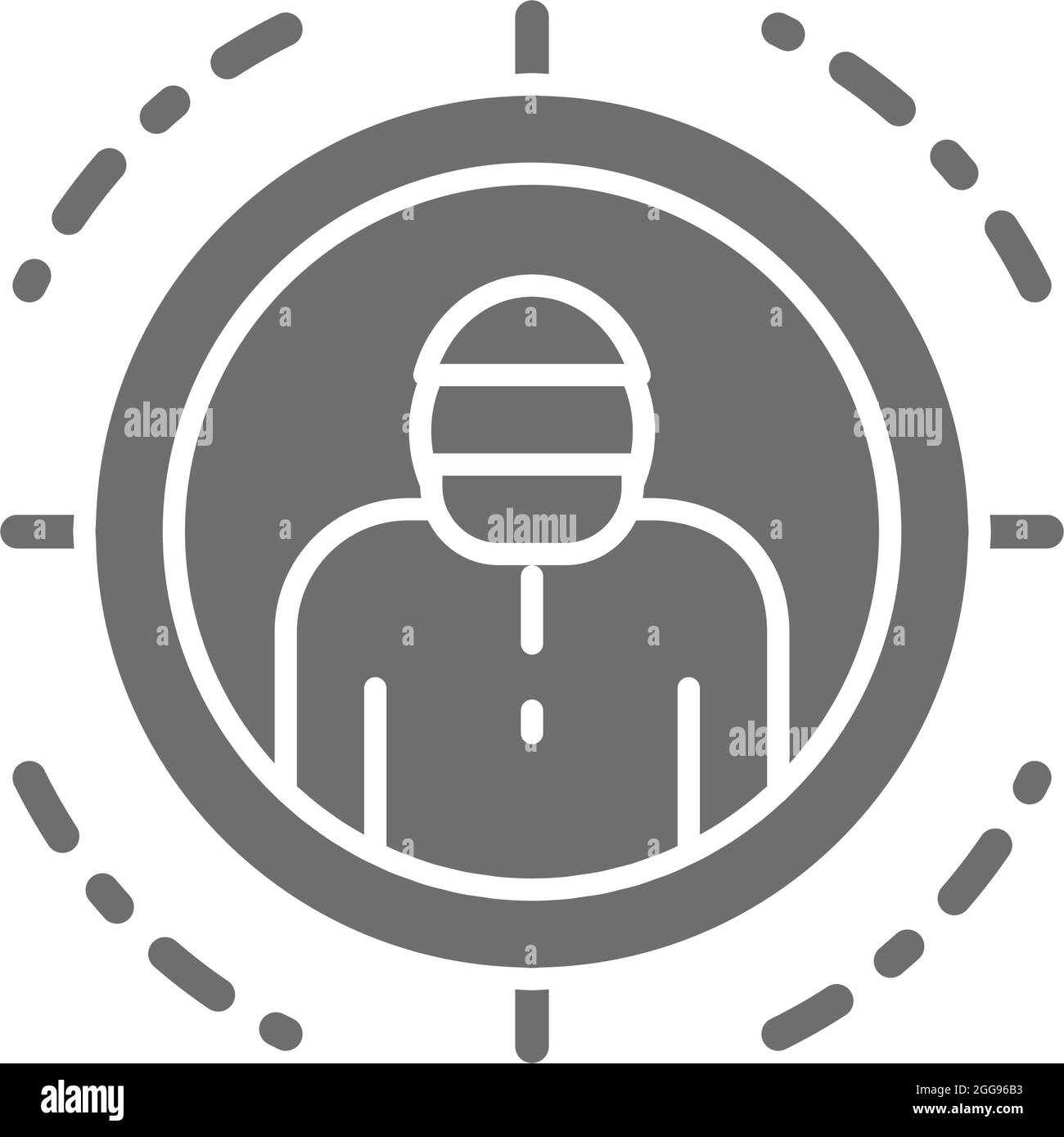 Criminal in sniper scope, target for shooting grey icon Stock Vector ...