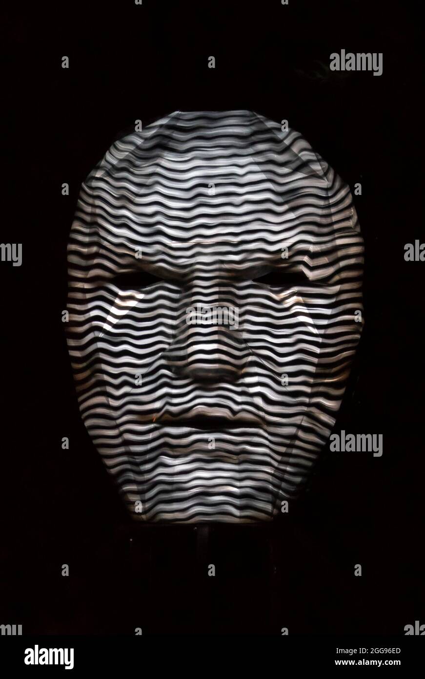 Abstract person face. Human head isolated on black background. Negative ...