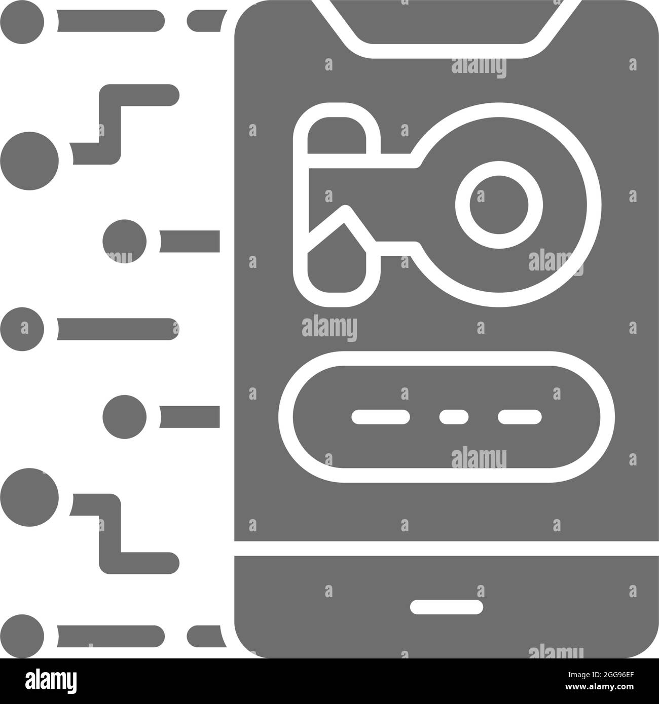 Privacy phone with key, personal protection, cryptography grey icon ...