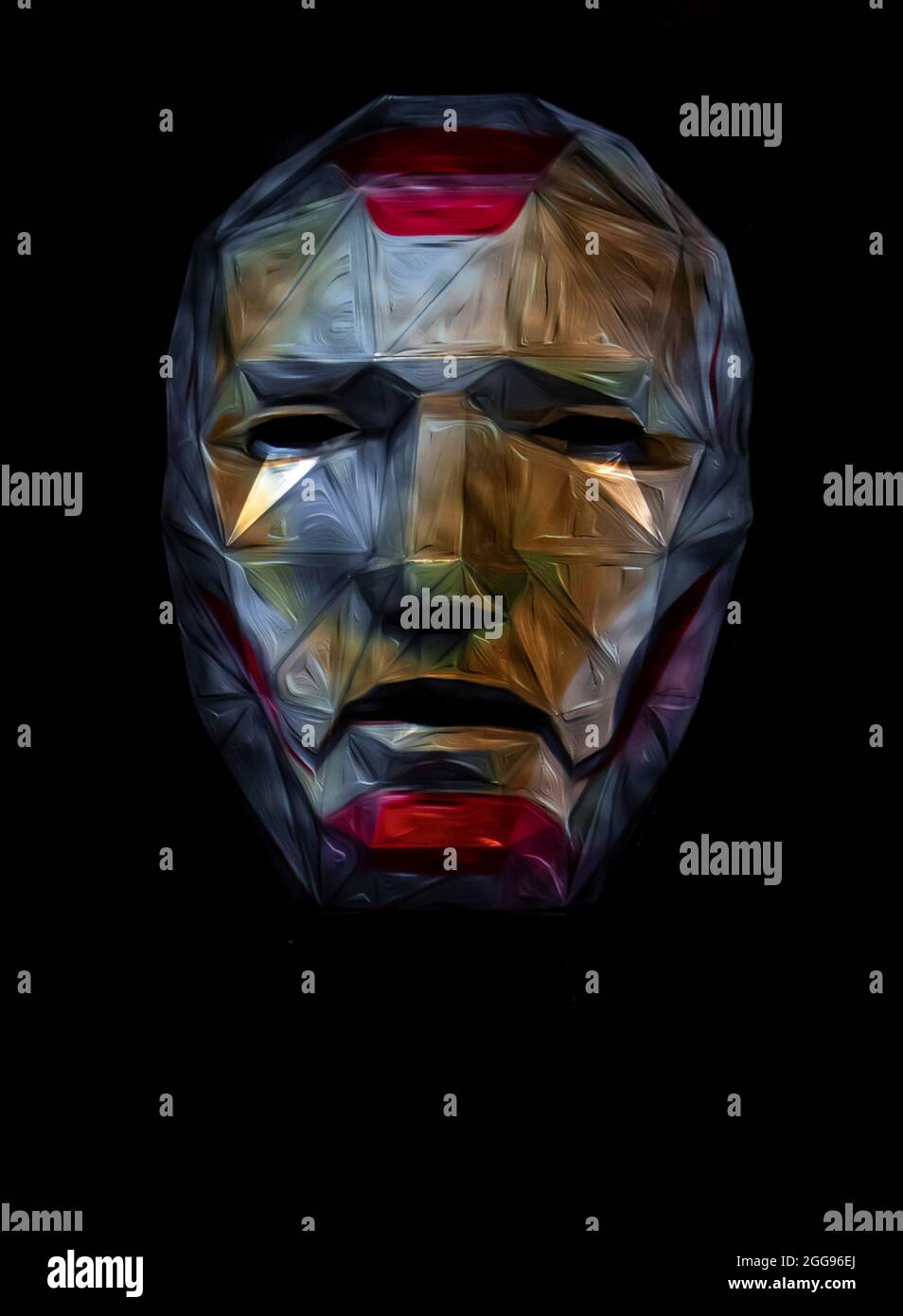 Abstract person face. Human head isolated on black background. Negative ...