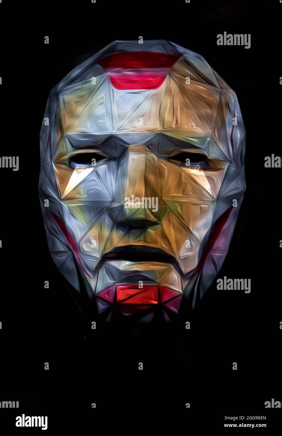 Abstract person face. Human head isolated on black background. Negative ...