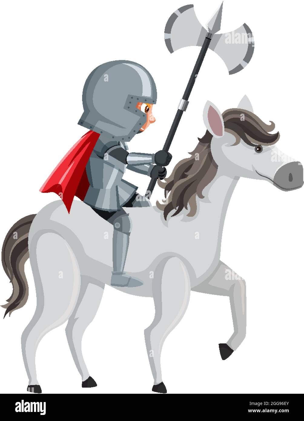 Knight riding horse cartoon character on white background illustration ...
