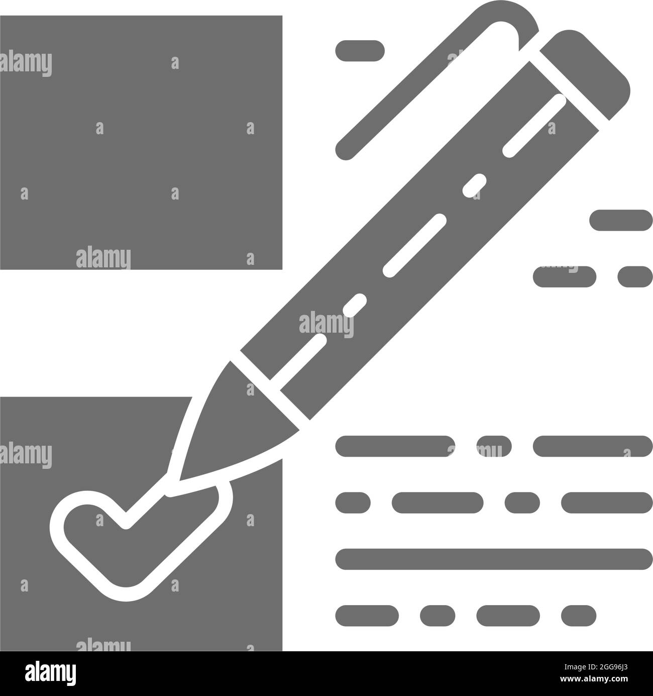 Voting, check mark on ballot, election checklist grey icon Stock Vector ...