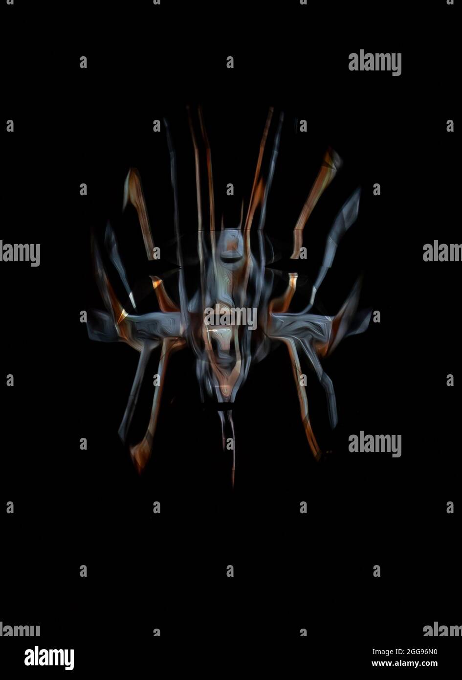 Abstract person face. Human head isolated on black background. Negative ...