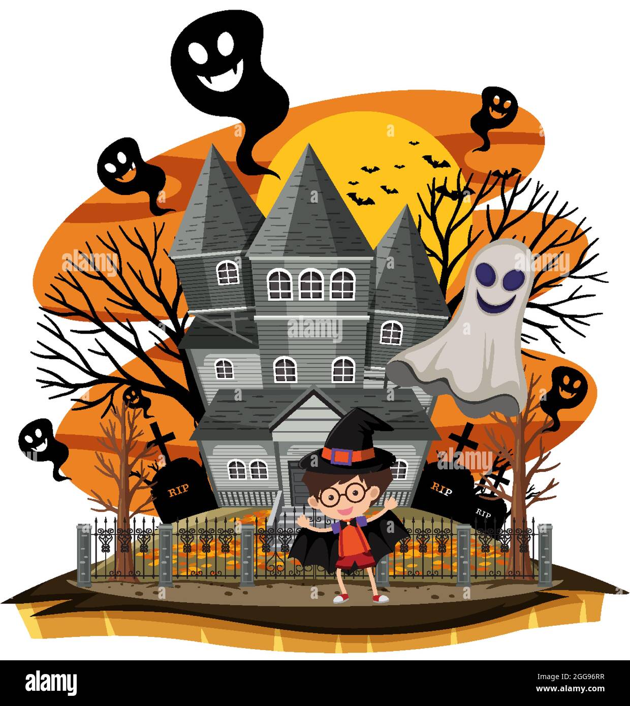 Haunted house in cartoon style illustration Stock Vector Image & Art ...