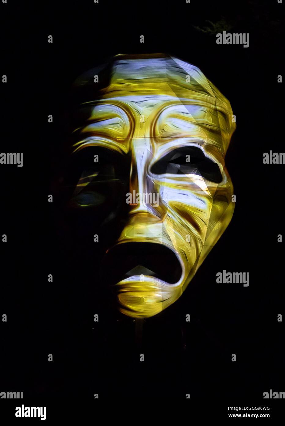 Abstract person face. Human head isolated on black background. Negative ...