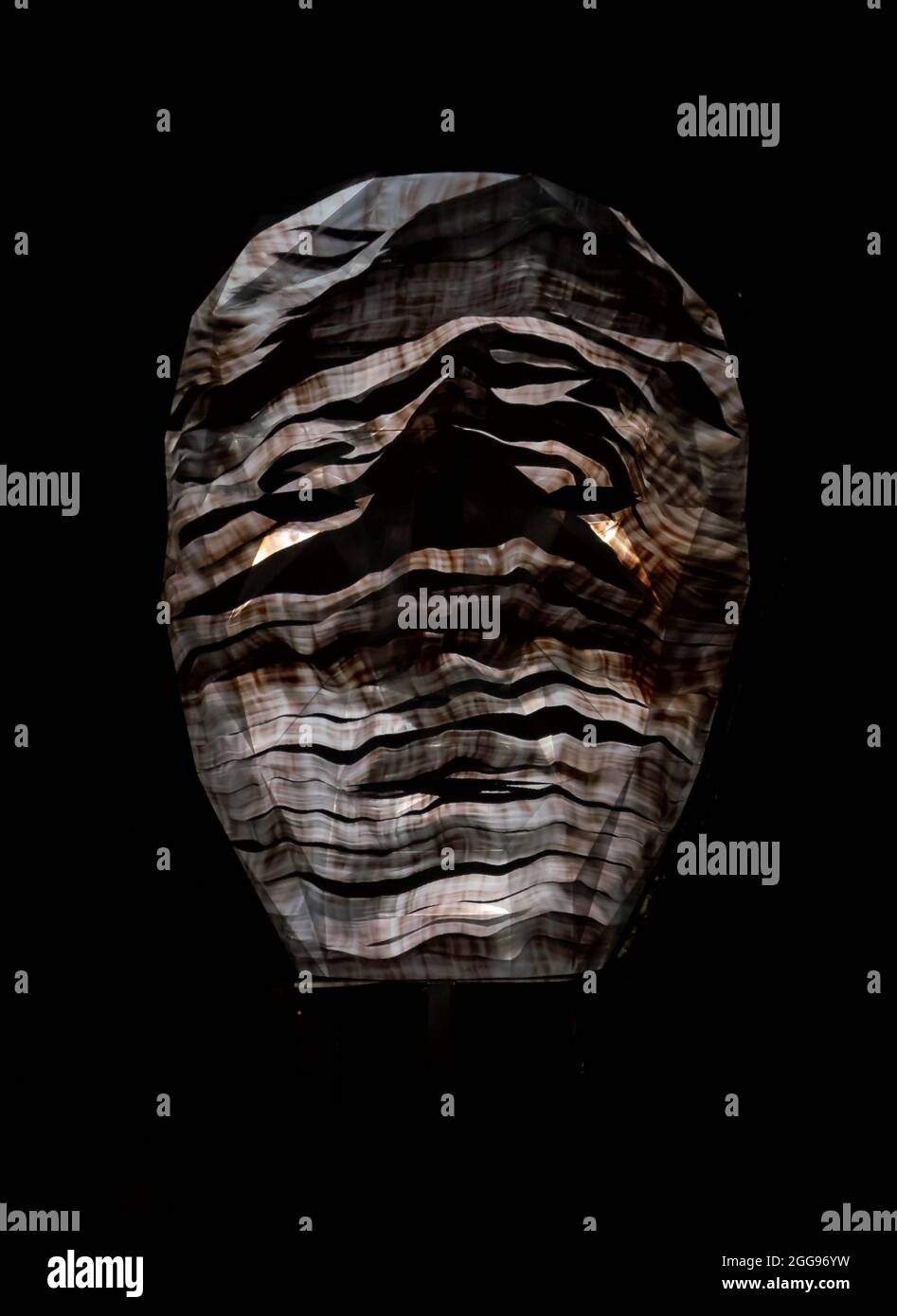Abstract person face. Human head isolated on black background. Negative ...