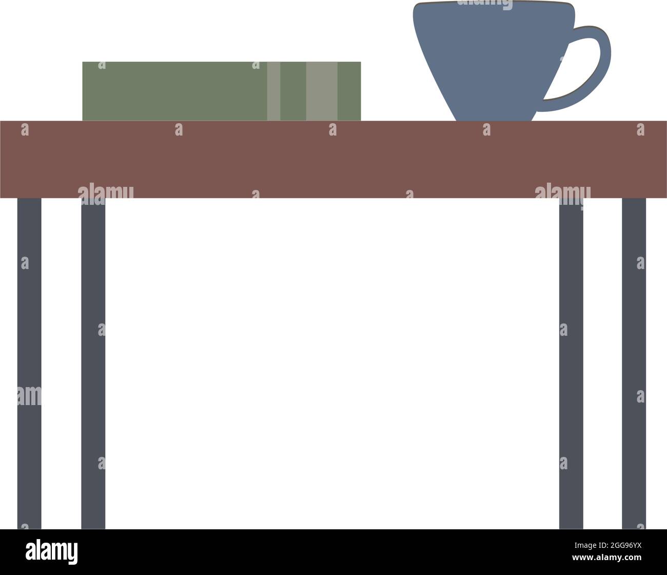 Cozy wooden coffee table with a cup and a book. Fashionable vector ...