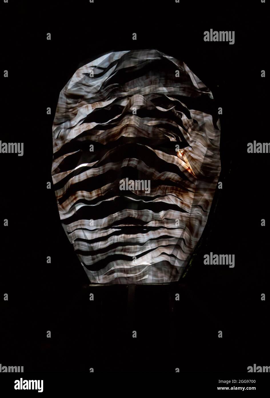 Abstract person face. Human head isolated on black background. Negative ...