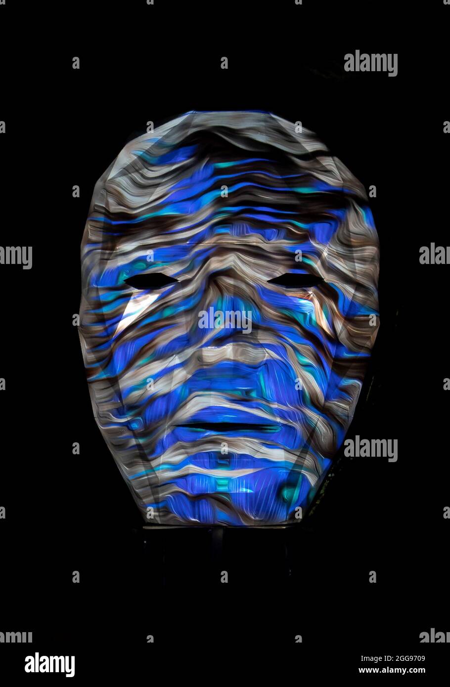 Abstract person face. Human head isolated on black background. Negative ...