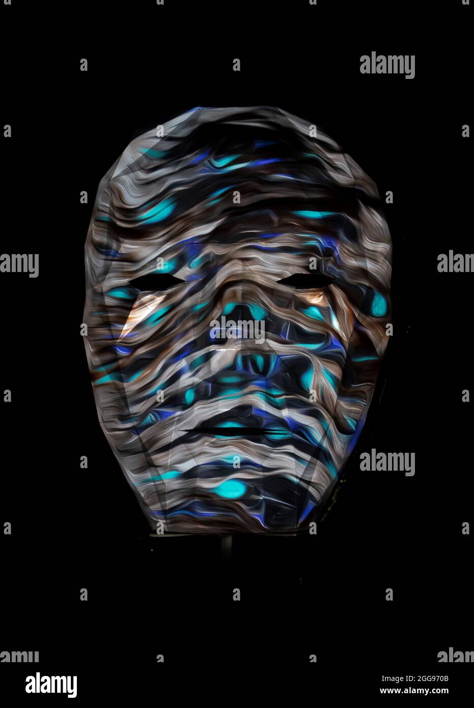 Abstract person face. Human head isolated on black background. Negative ...