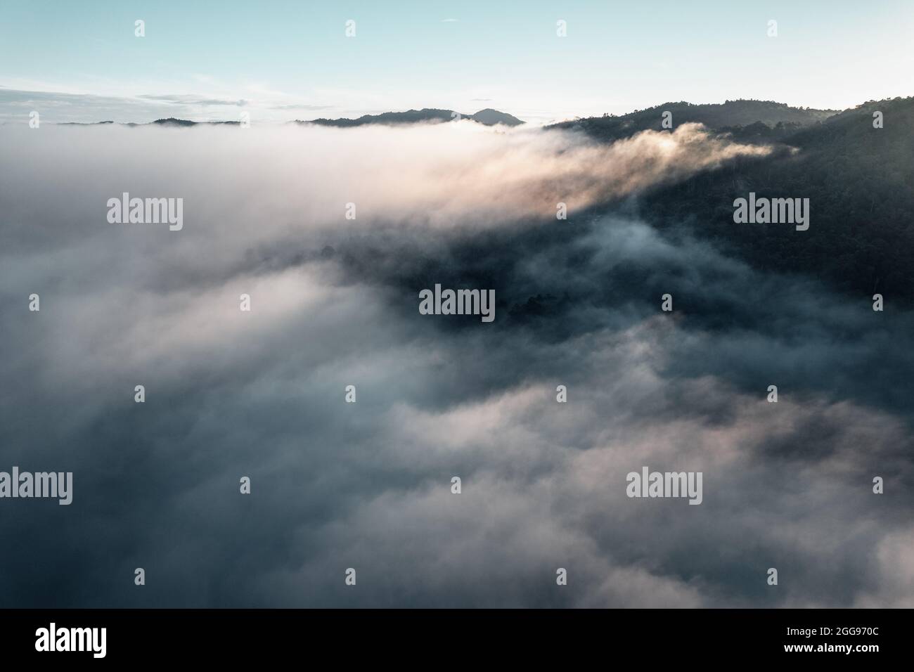 morning fog in the mountains ,from above Stock Photo - Alamy