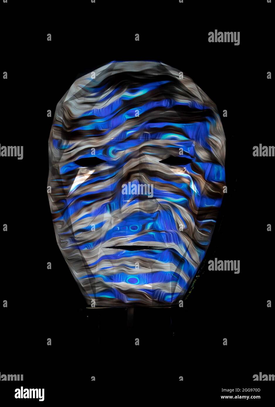 Abstract person face. Human head isolated on black background. Negative ...